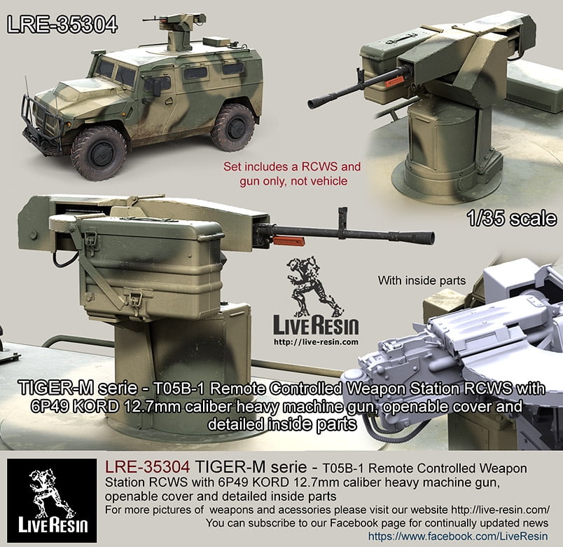 Live Resin 1:35 Tiger-M T05B-1 RCWS w/ 6P49 KORD 12.7mm Detail Set # ...