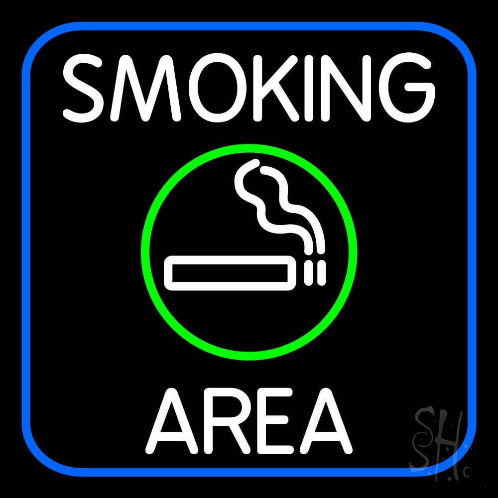 Round Smoking Area With Cigar LED Neon Sign 24 x 24 - inches, Clear ...
