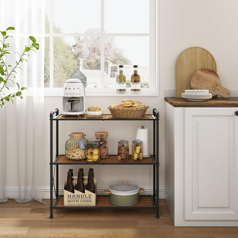 3 Tier Storage Rack Widen Shelving Unit Storage Shelves Multipurpose Shelf Display Rack for Living Room Kitchen Bathroom Balcony Metal Industrial Style Black Walmart