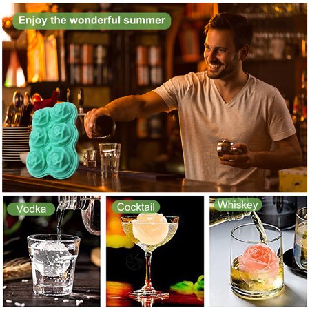 Clairlio 6 Holes Rose Ice Mould Cocktail Mixing Ice Cube Maker for ...