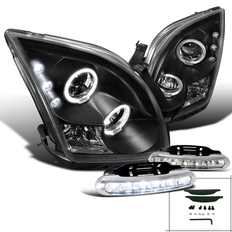 Spec-D Tuning Halo Rim Black Projector Headlights + LED Driving Fog ...