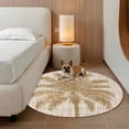 Brown Palm Tree Small Round Rug 3Ft Country Linen Texture Tropical ...