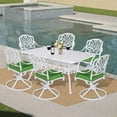 VIVIJASON Outdoor Patio Dining Rectangle Table White Cast Aluminum ...