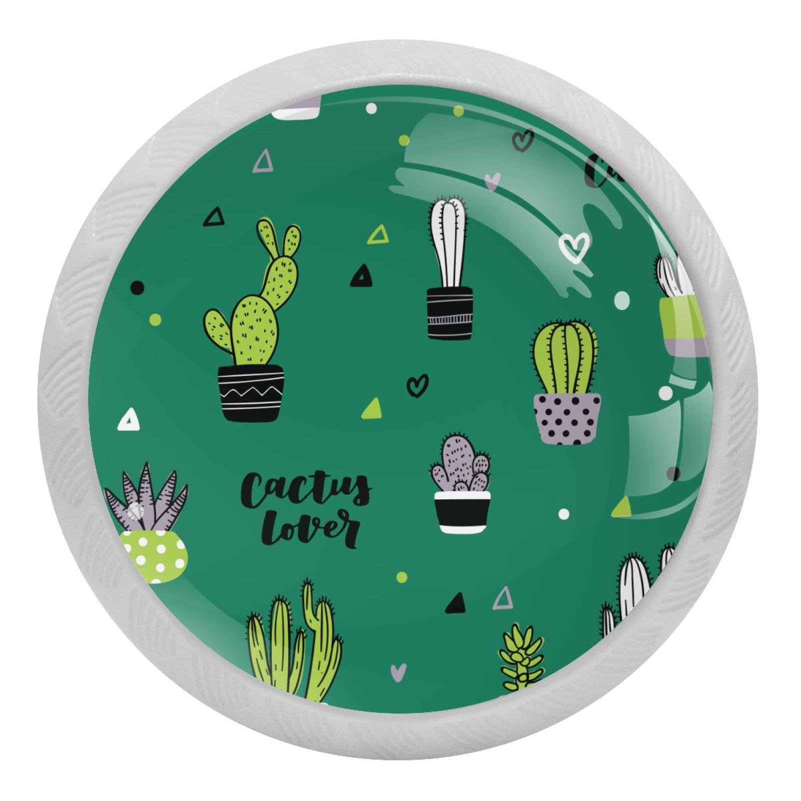 4PCS Round Cactus Cabinet Fluorescence Knob Glowing in the Dark ...