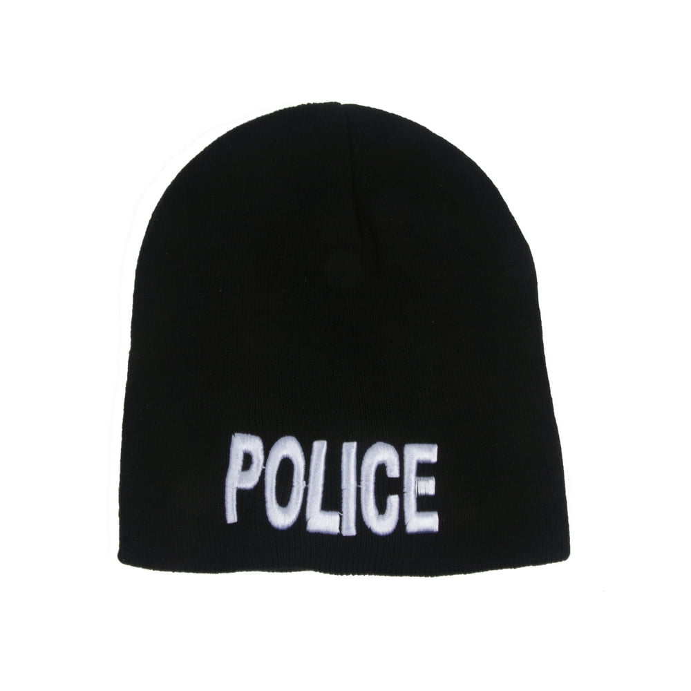 Law Enforcement - Cuffless Embroidered Police Text Style Beanie - Black ...