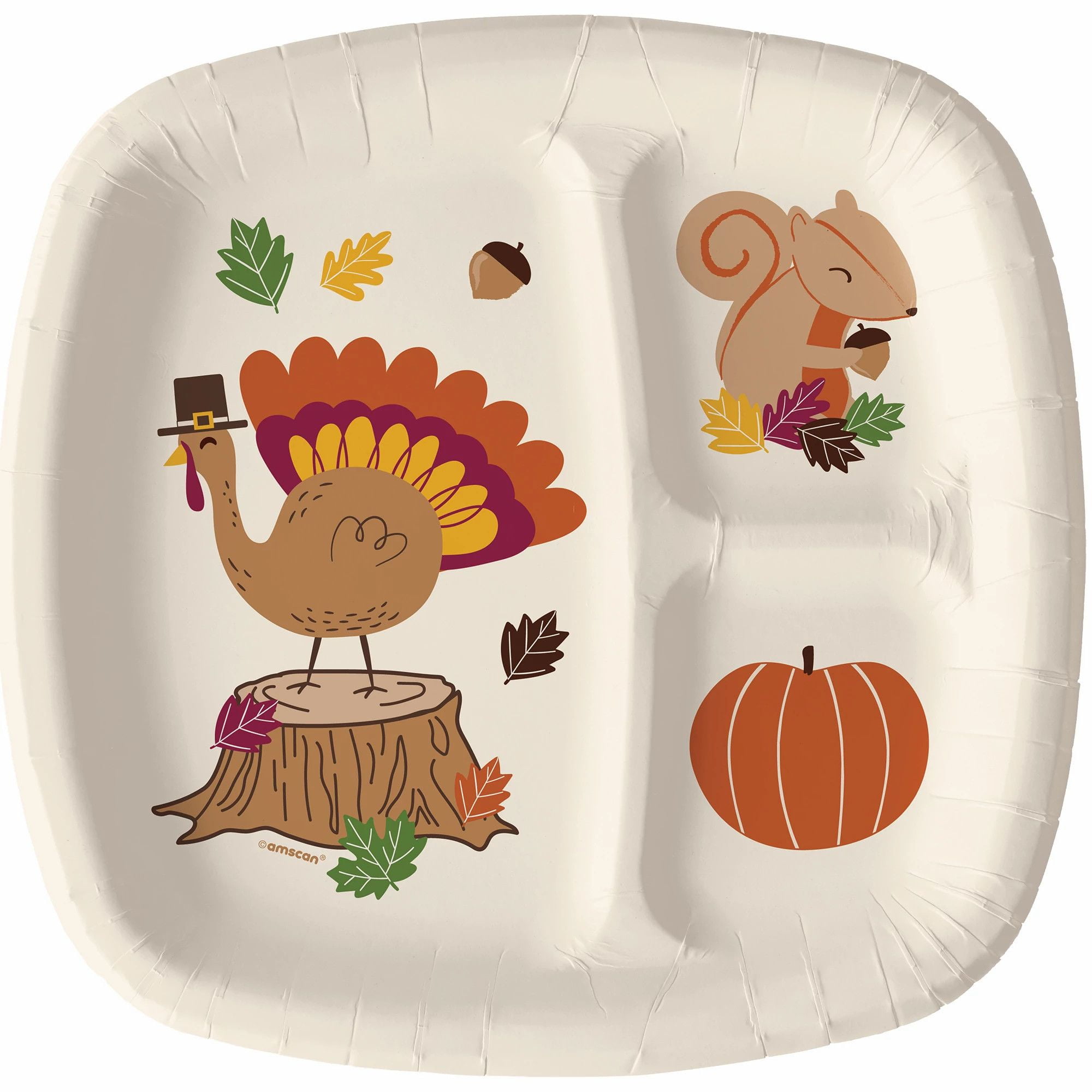 Divided 3 Compartment Paper Plates 8 ct 9" Turkey Thanksgiving ...