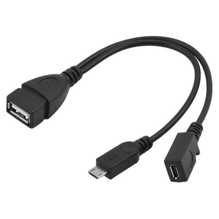 Micro USB Host OTG Cable Female USB Power Black for Phones PC Tablets ...