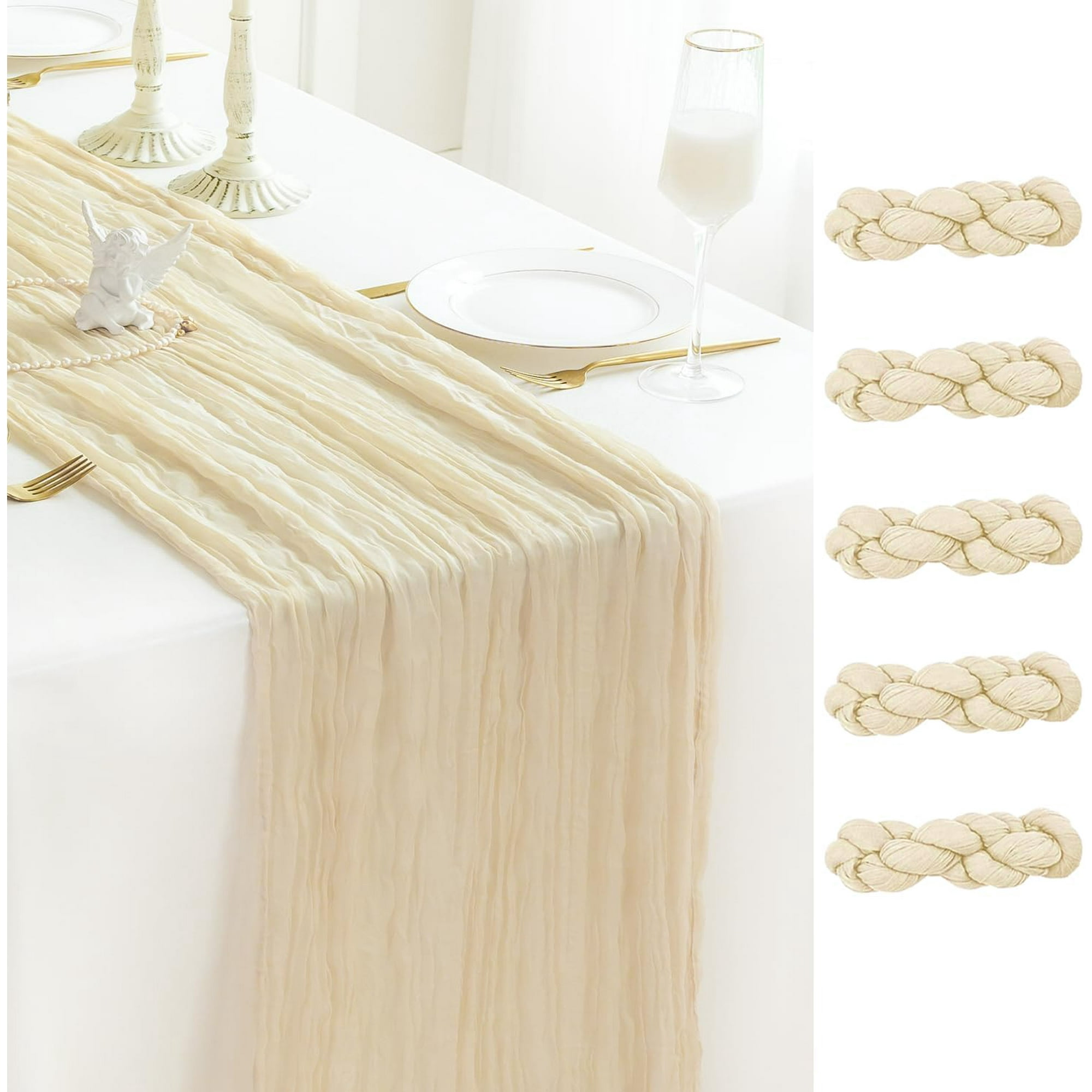 Click here for Unbranded 5 Pack Peach Coral Cheesecloth Table Run... prices