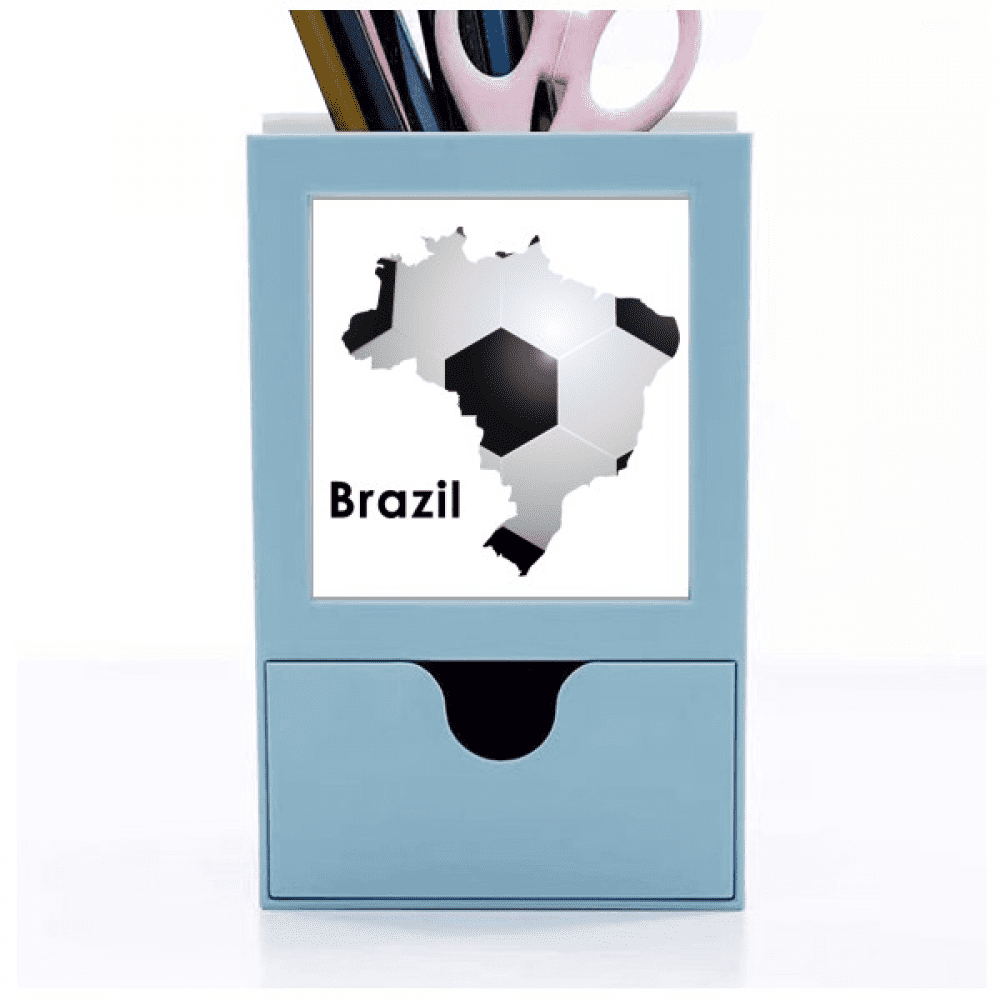Soccer Brazil Map Shape Brazil Slogan Desk Supplies Organizer Pen ...