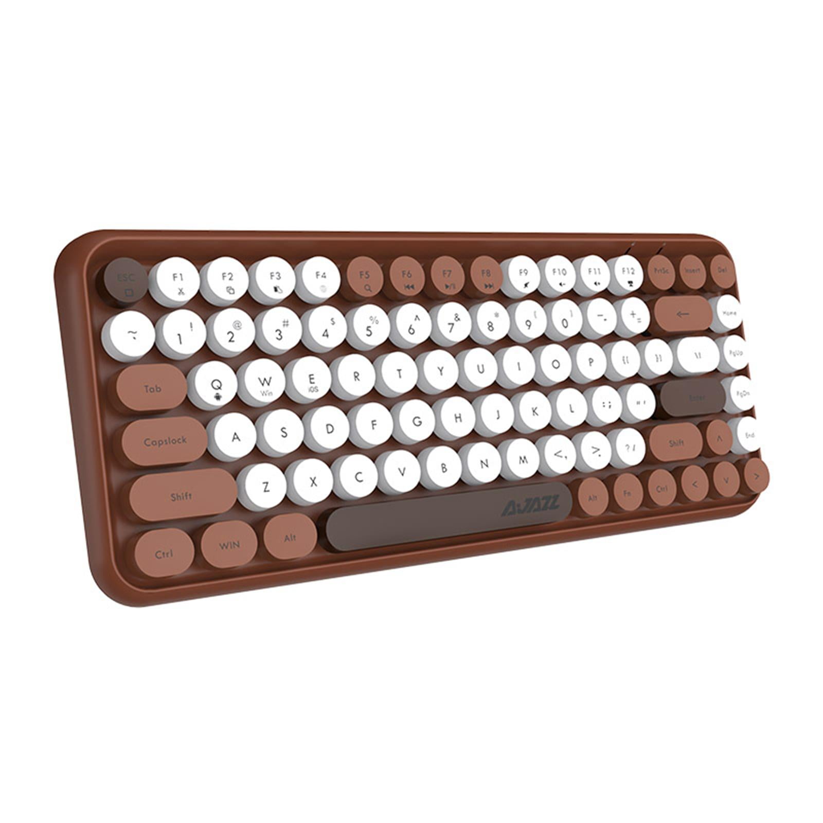 308I Mini 84-Key Retro Round Keycaps Teclado Bluetooth Base Marrón ...