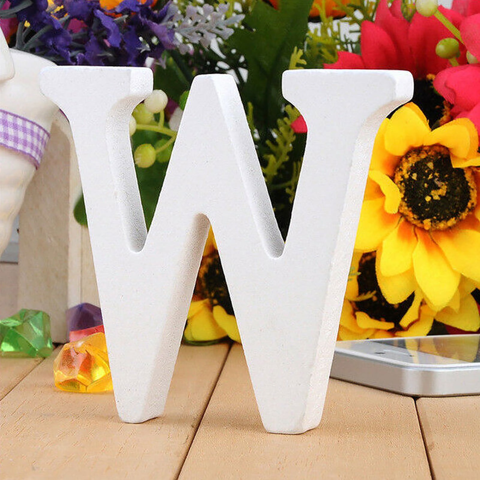 Hadanceo Standing Letter Delicate Standing Large White Wooden Alphabet ...