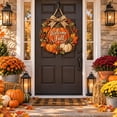 Fall Door Hanger, Welcome Pumpkin Grapevine Wreath with Leaves and ...