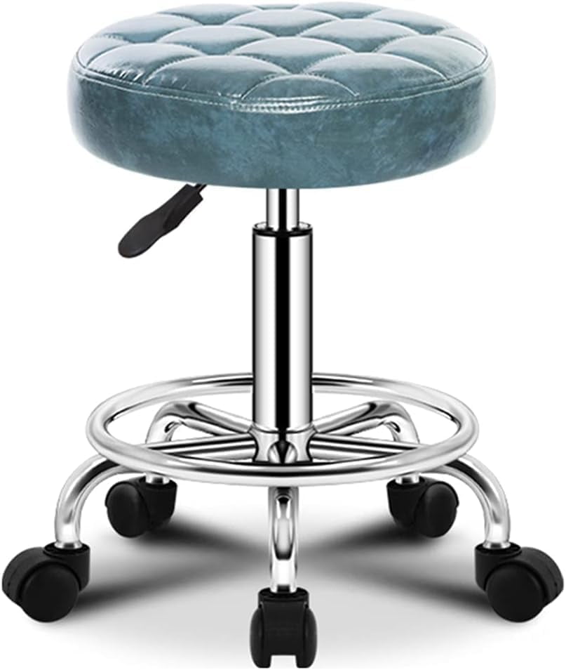 Rotating Stool Comfort Round Rolling Stool with Wheels and Foot Rest ...