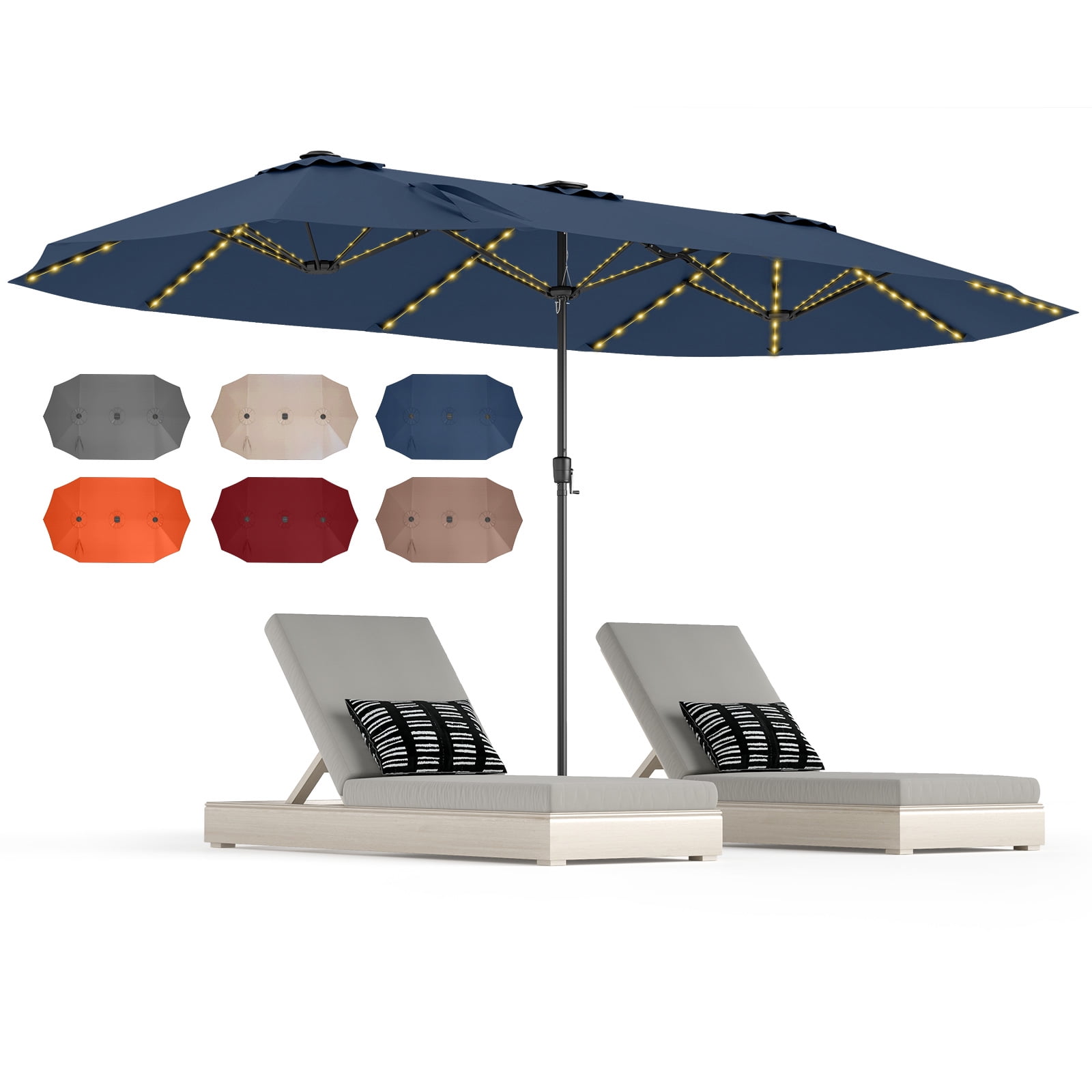 Click here for Gymax 15.5 Ft Double-Sided Patio Umbrella W/ Solar... prices