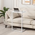 C Shaped End Table White (1 Pack) Ordinary Adjustable Height For Small ...