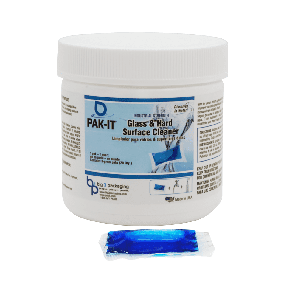 PAK-IT® Glass & Hard Surface Cleaner: 20 Qty. 3-gram Cleaning Pods in a ...