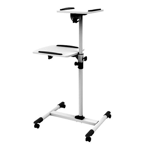 Rolling projector & laptop trolley cart height adjustable white ...