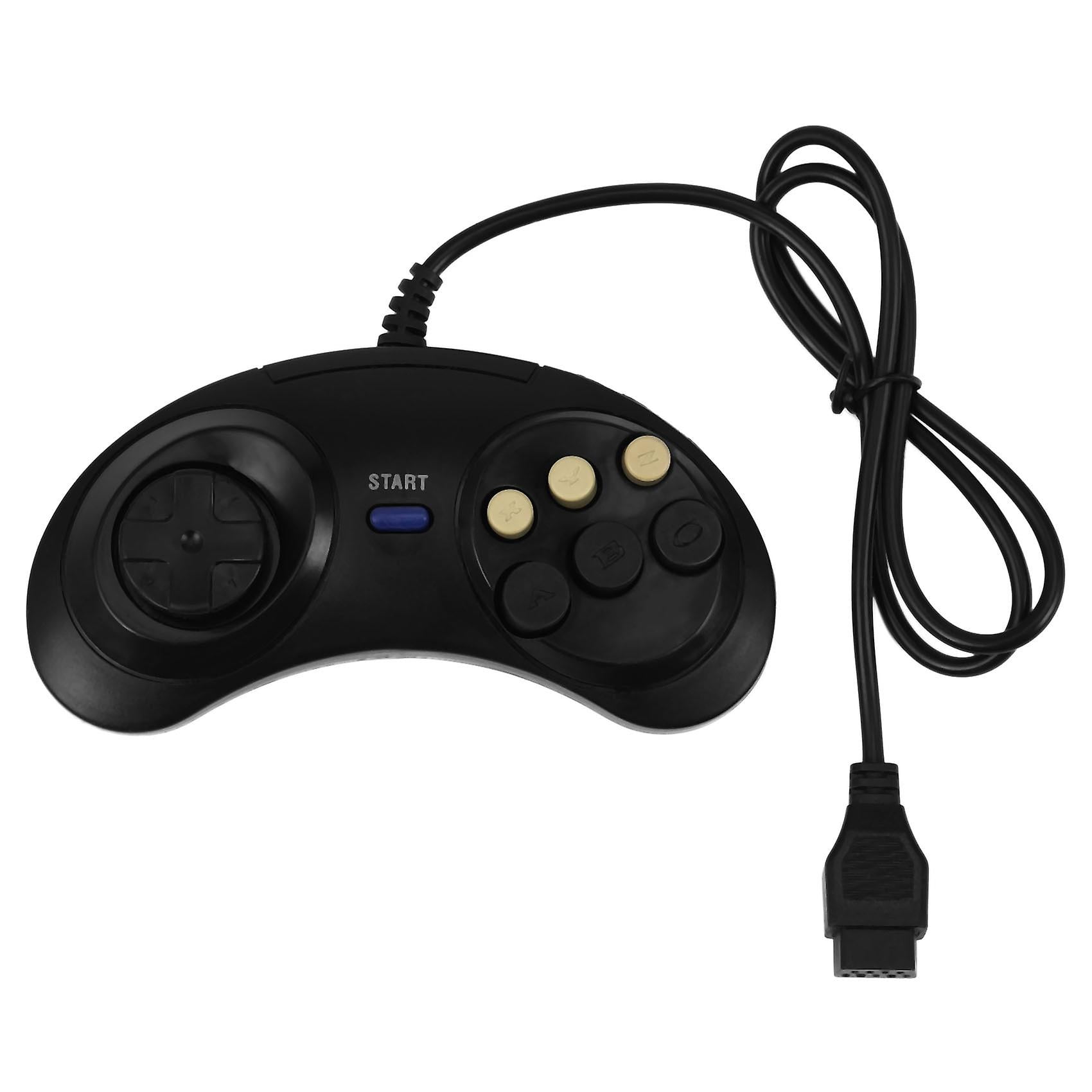 Mando de juegos clásico retro con cable de 6 botones, joystick para PC MD2, color negro ...