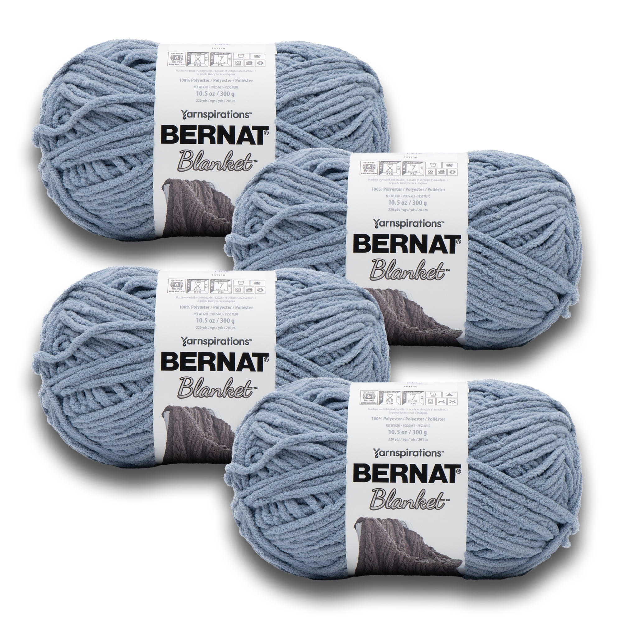 Bernat® Blanket™ #6 Super Bulky Polyester Yarn, Gray Blue 10.5oz/300g ...