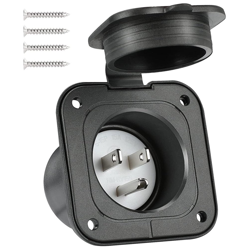 15 Amp Shore Power Inlet Plugs 125V Flange Inlet RV Power Outlet Socket ...