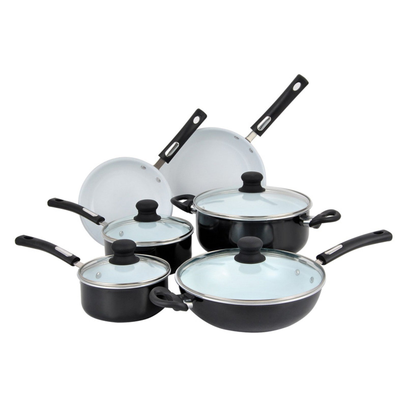 Aramco HAC601 10 Piece White Ceramic Non-Stick Interior Aluminum ...