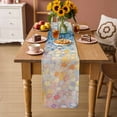 Blue Abstract Table Runner, Orange Yellow Gradient Stone Brushwork ...
