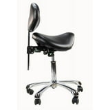 Spa Luxe Black Rolling Saddle Stool with Back Support by Massage Tools ...