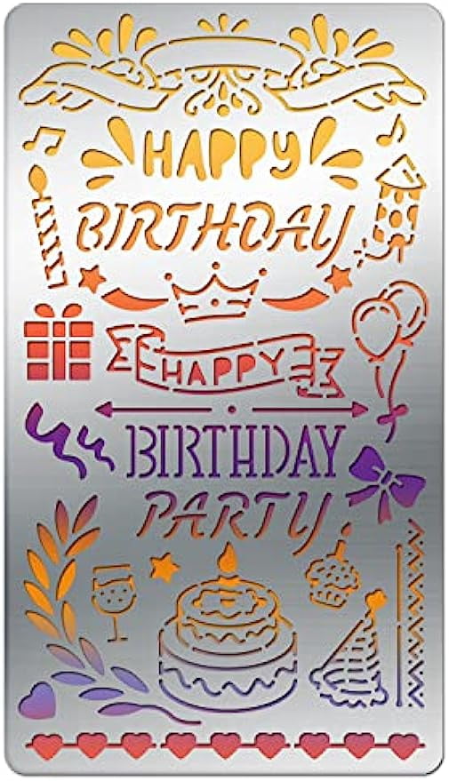 1pc Happy Birthday Party Theme Metal Stencils Stainless Steel Painting ...