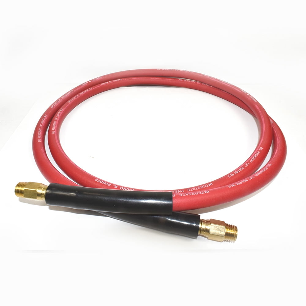 Interstate Pneumatics HA44-06EBS Red Rubber Hose 1/4 Inch x 6 feet 300 ...
