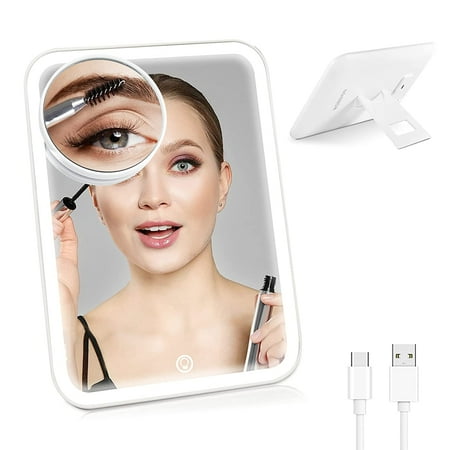 wobsion Rechargeable Travel Makeup Mirror, Lighted Portable Mirror, 360 ...
