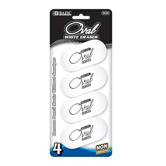 Bazic Products 2230-24 BAZIC White Oval Eraser - 4-Pack Case of 24 ...