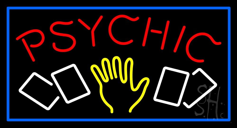 Red Psychic With Logo And Blue Border LED Neon Sign 20" Tall x 37" Wide ...