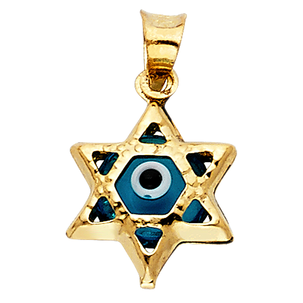 Solid 14k Yellow Gold Evil Eye Star Pendant 12mm X 11mm - Walmart.com