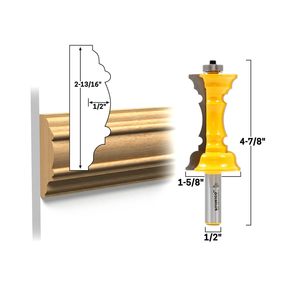 Elegant Chair Rail Molding Router Bit - 1/2" Shank - Yonico 16167 ...