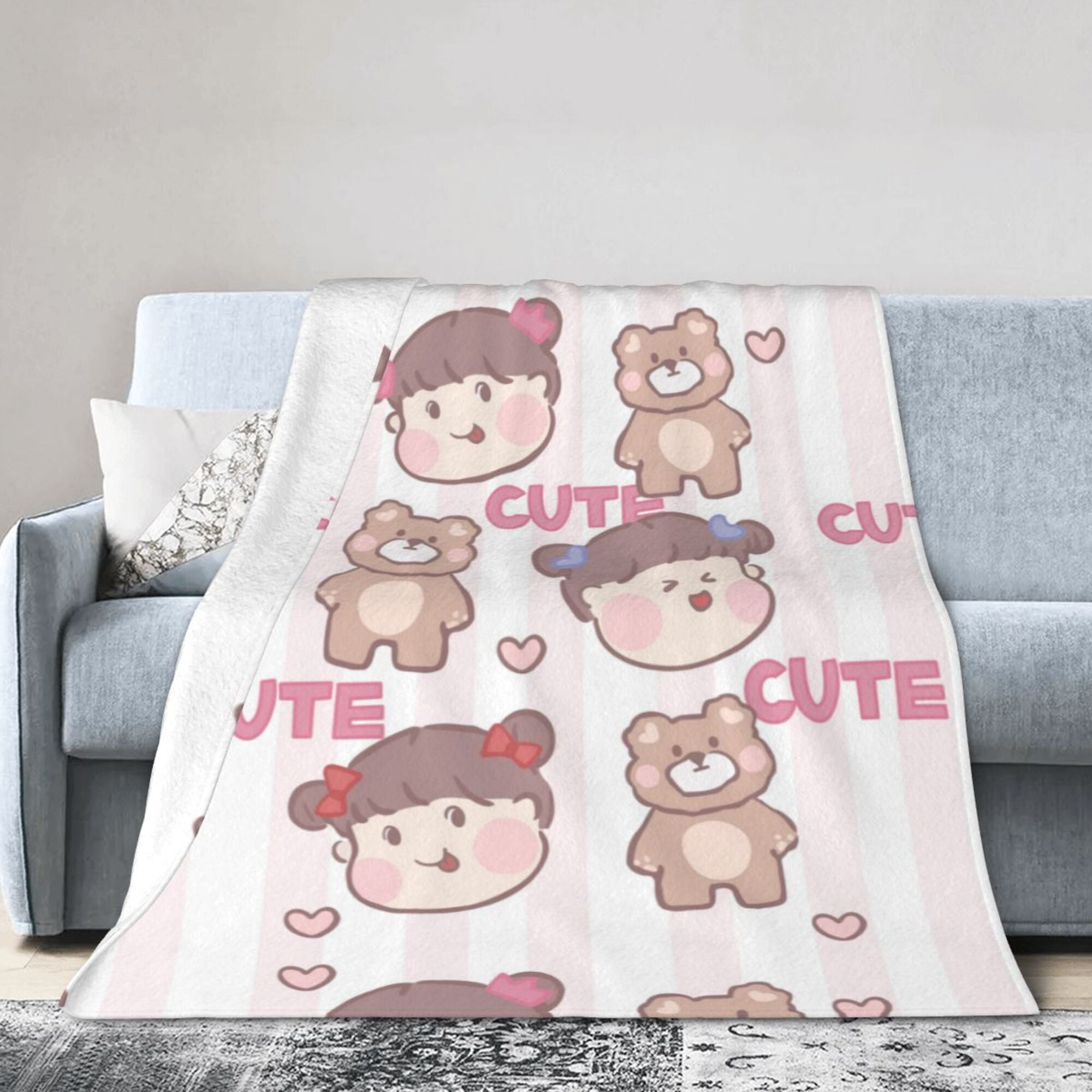 DouZhe Ultra-Soft Micro Fleece Lightweight Flannel Bed Blanket, Cute ...