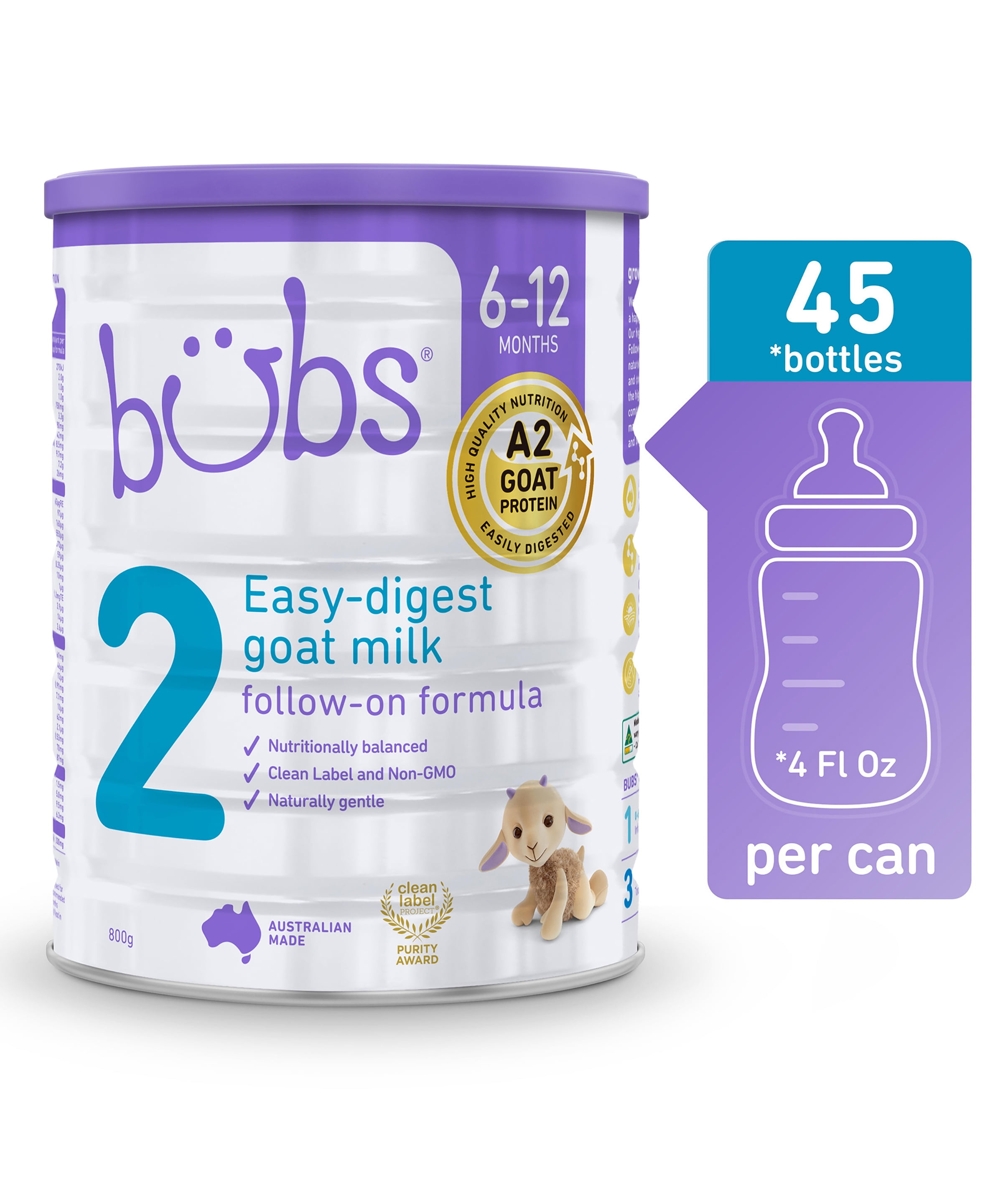 Bubs® Goat Milk Follow-on Formula Stage 2, 800g (6-12 Months) - Walmart.com