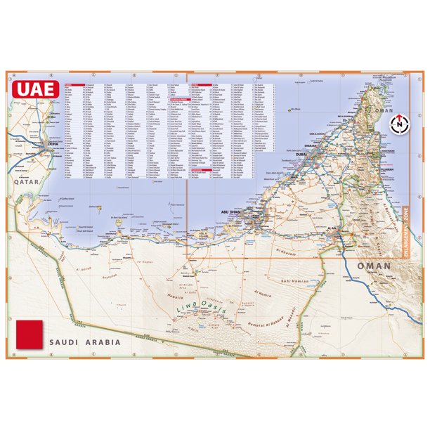 Palmetto Posters 33x23 Laminated Poster: detailed road map of uae with ...