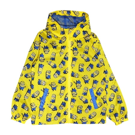 Official Kids Minions Rain Mac Jacket Boys Girls Hooded Zip Coat ...