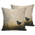 Bird Pillow Covers Set of 2, Wild Grass Misty Field Animal Nature ...