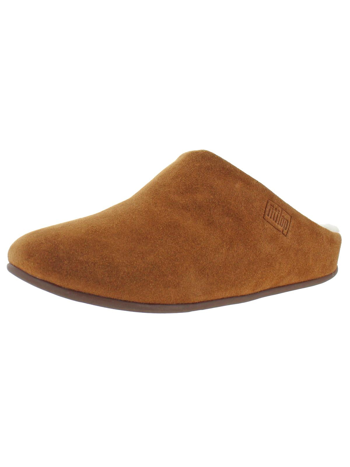 Fit Flop Women's Chrissie Shearling Tumbled Tan Suede Slipper - 10M ...