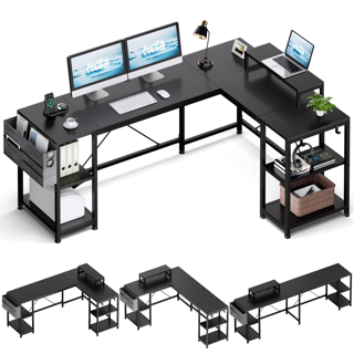 Giantex 95 Inch Reversible Corner Desk, L-Shaped Computer Desk w ...