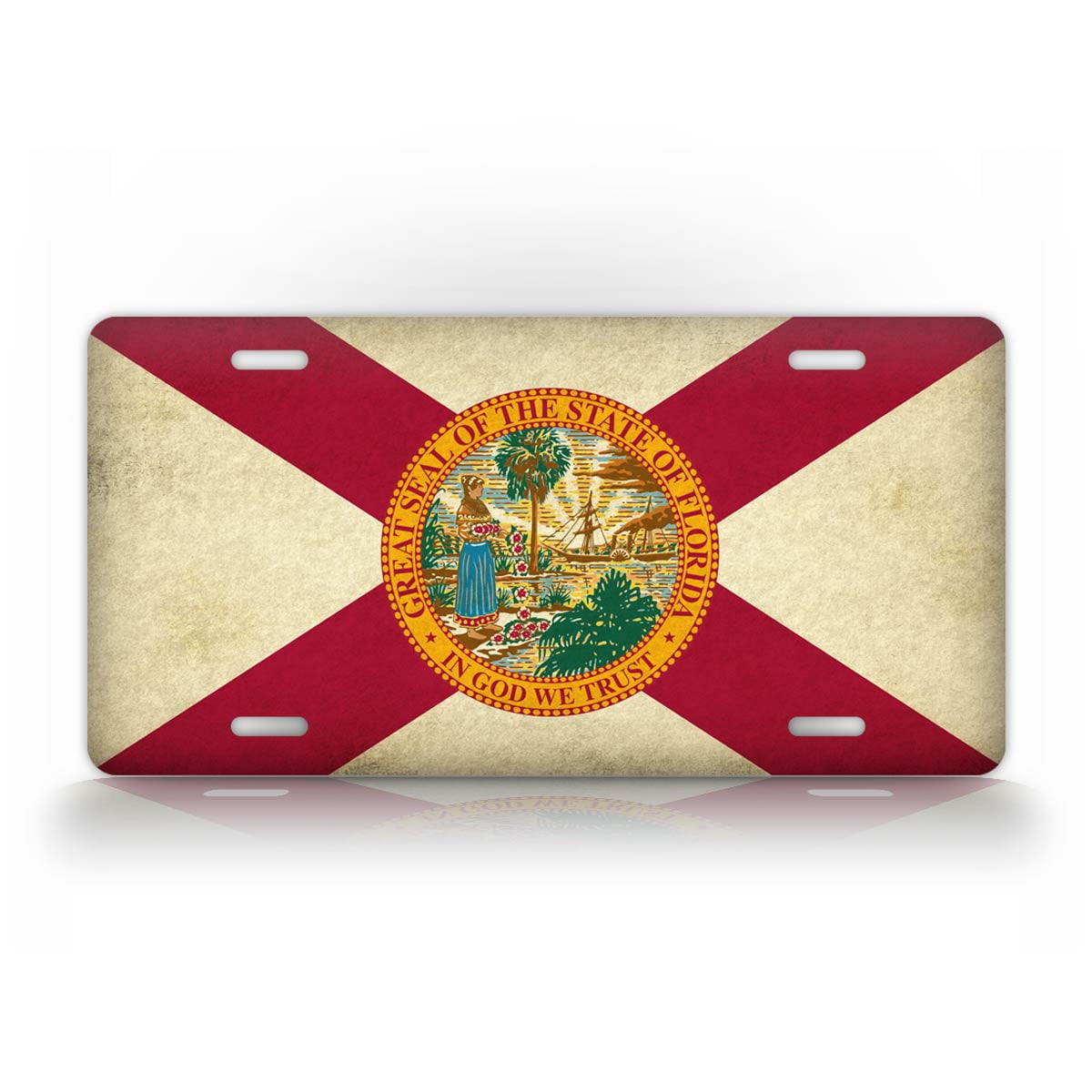 Americana Florida Flag License Plate Antique Retro Textured FL State ...
