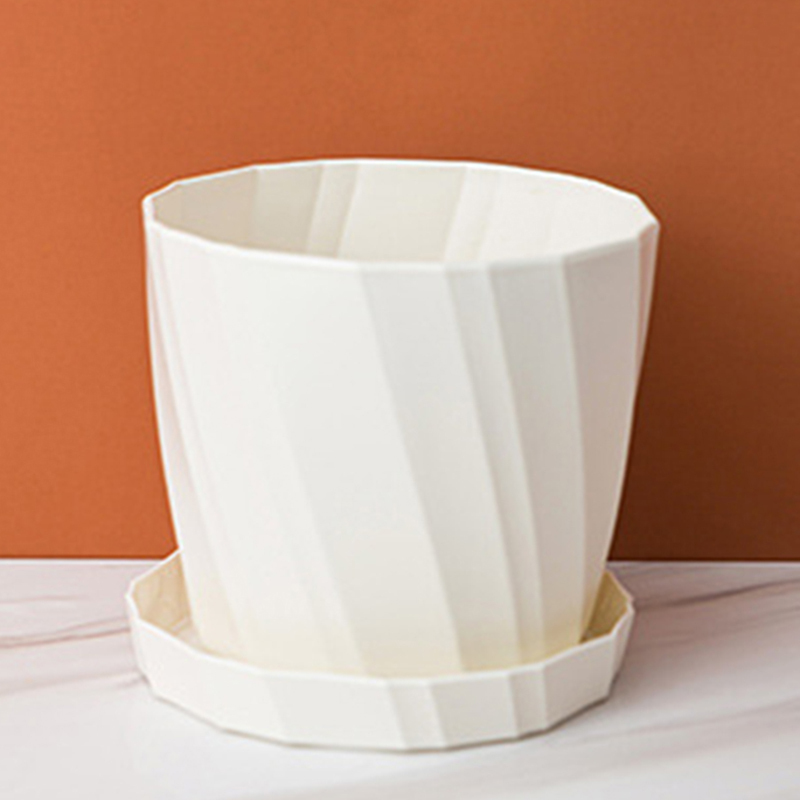 Reusable Plastic Planters Indoor Flower Plant Pots Modern Round Flower ...