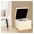 Square Storage Ottoman Faux Leather Tufted Upholstered Footrest ...