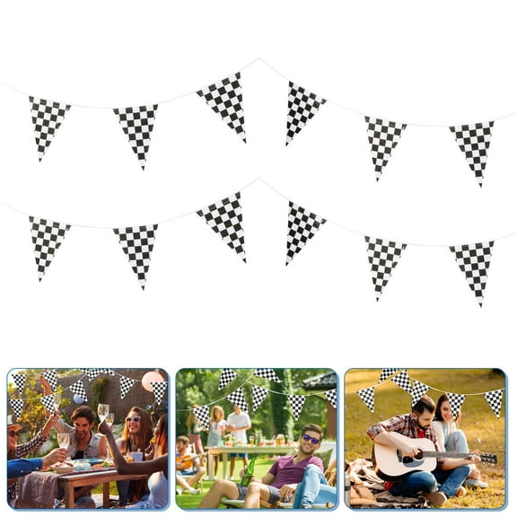5 Pack Checkered Pennant Banner Flags Racing Birthday Decorations ...