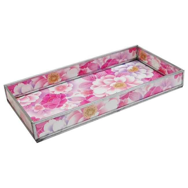 Pink Floral Print Decorative Glass Tray - Walmart.com - Walmart.com