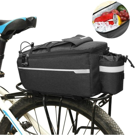 Bike Rear Rack Bag Insulated Bike Trunk Cooler Bag Reflective Bicycle ...