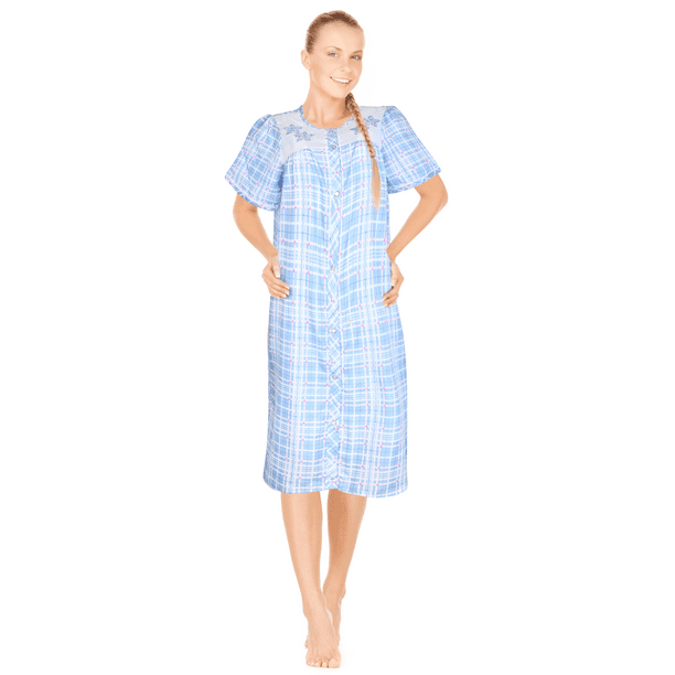 JEFFRICO Womens Dusters For Women Snap Front Housecoat Lounger Duster ...