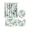 Watercolor Green Eucalyptus Shower Curtain and Bath Rug Set 4 Pcs ...