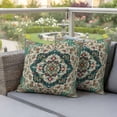 Boho Abstract Flowers Outdoor Pillow Covers Set of 2 Green Red Retro ...